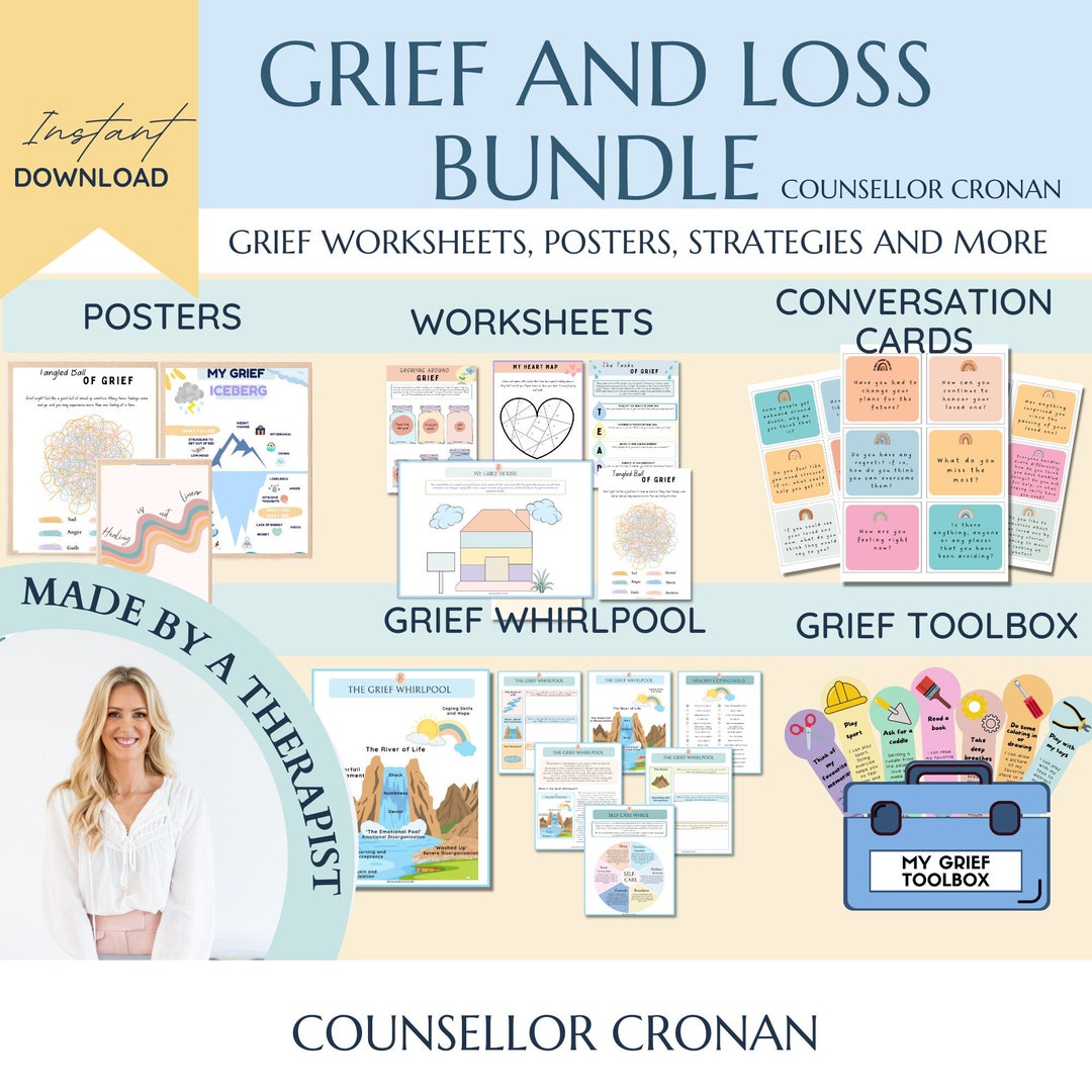 Grief and Loss 50% off Bundle, Kids Therapy, Psychologist Tools ...
