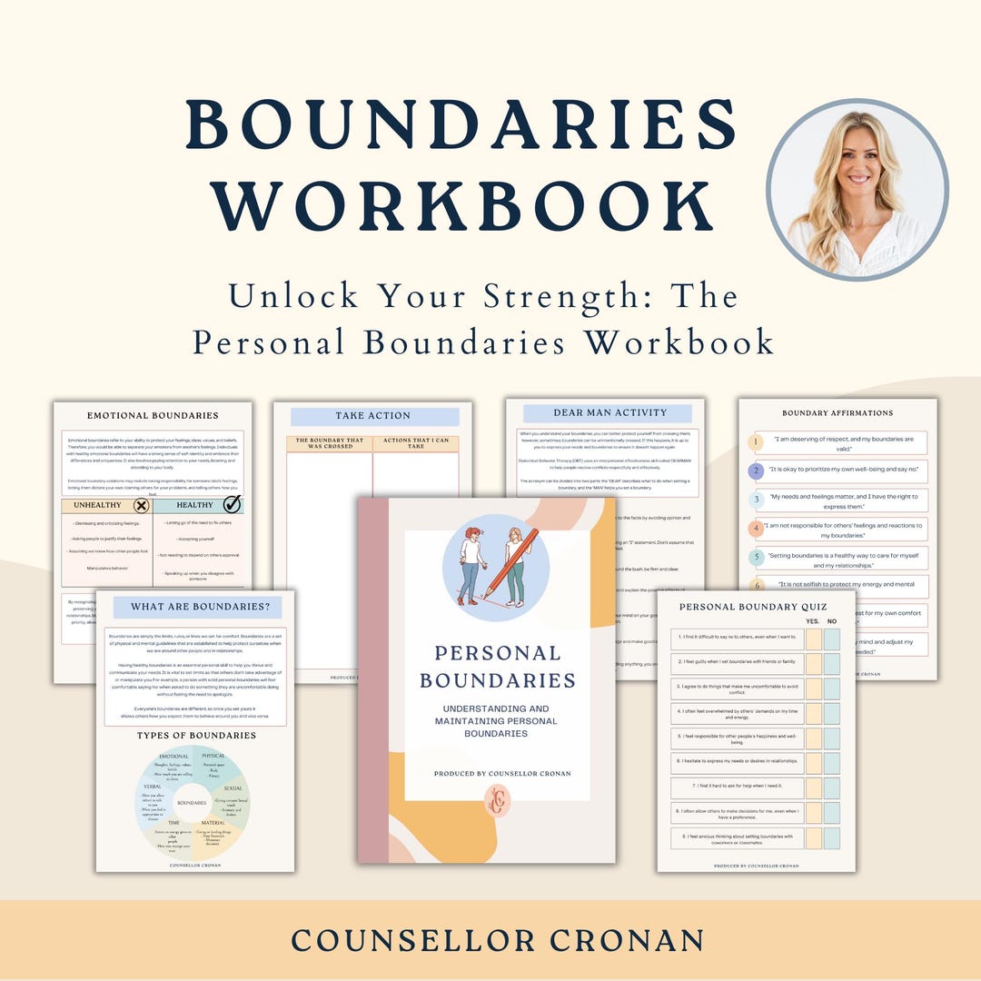 Boundaries Workbook, DBT Bundle, Boundaries Worksheets, Therapy Office ...