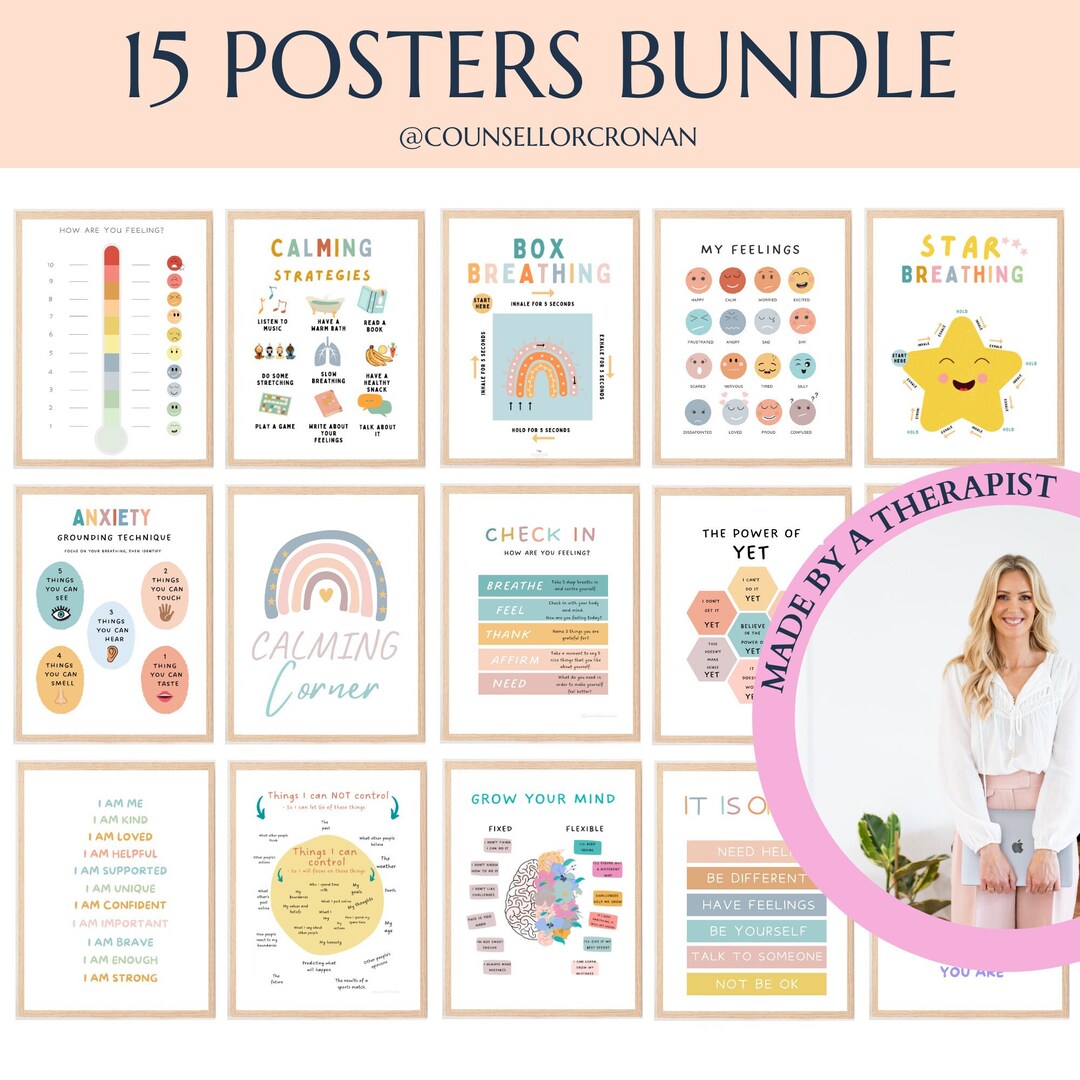 Set of 15 Counseling Posters, Therapy Office Decor, Psychologist Wall ...