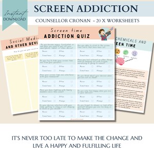Screen Time Addiction Worksheets, Kids Therapy, Child Therapist ...