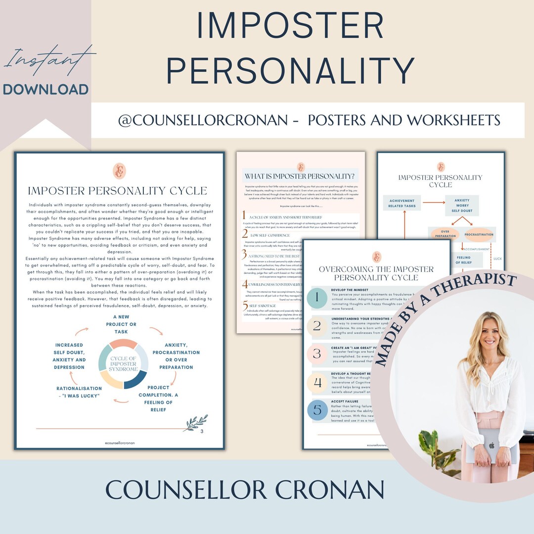 Imposter Personality Cycle Worksheets, Therapy Office Decor, Therapy ...