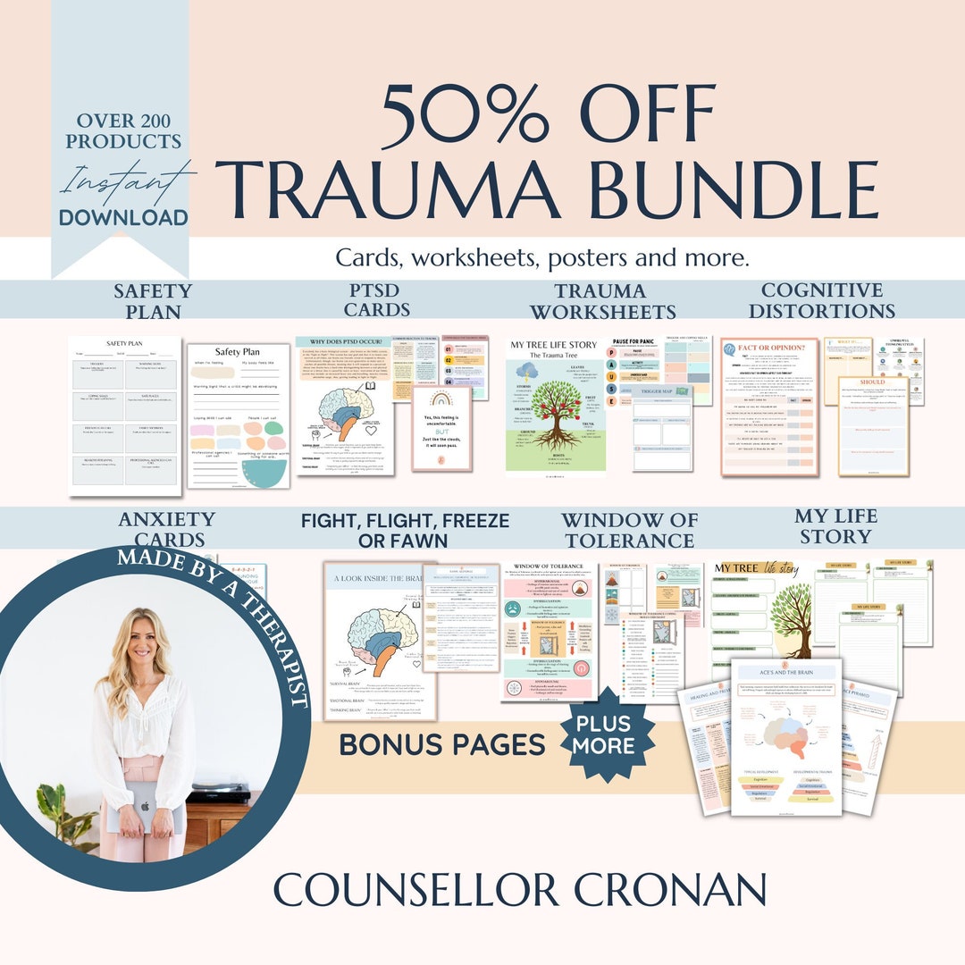 Trauma 50% off Therapy Bundle PTSD Worksheet BPD Coping, Self-worth ...