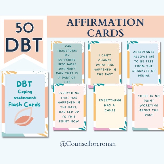 DBT Flash Cards 50 Cards Therapy Office Decor Coping - Etsy