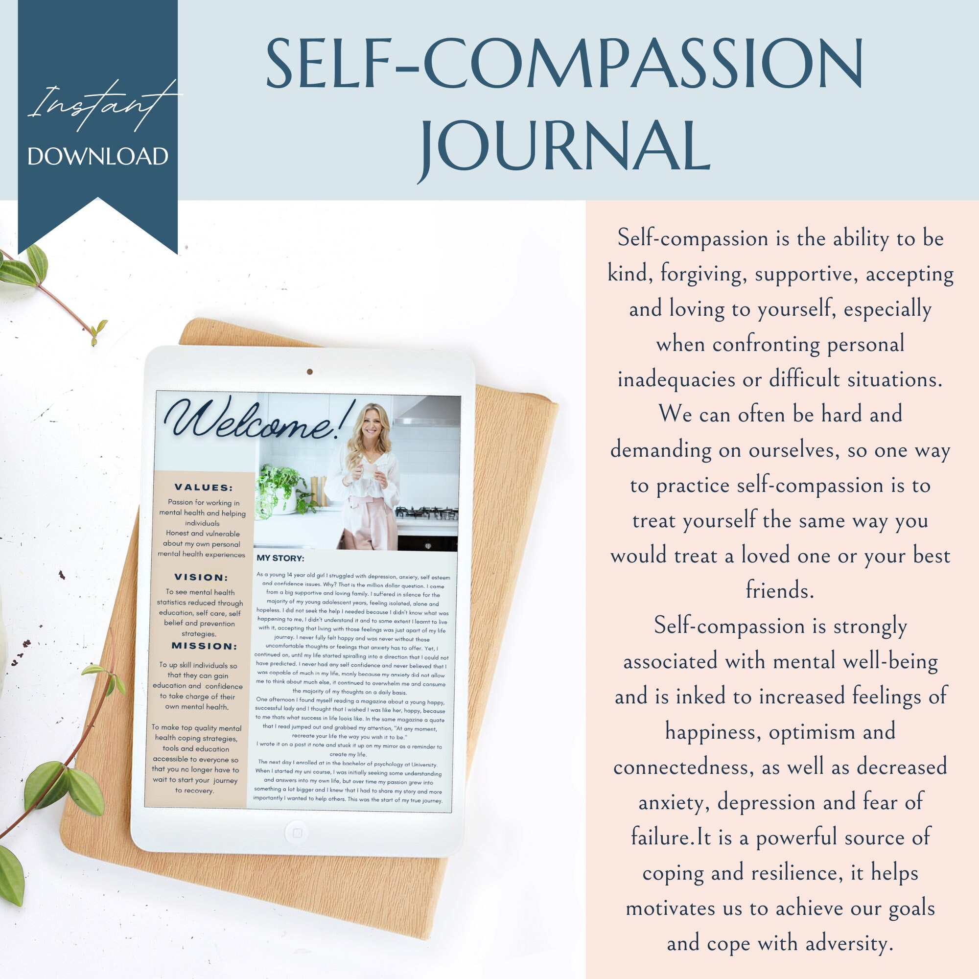 Self-compassion Journal Self-care Workbook Positive - Etsy Australia