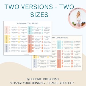 Common Core Beliefs. Psychoeducation. Thinking Traps - Etsy