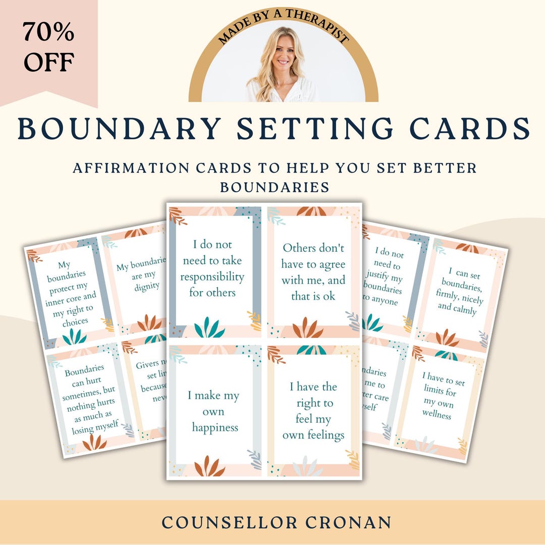 Boundary Setting Affirmation Cards, DBT Boundaries, Boundary, Therapy Office Decor, Therapy ...