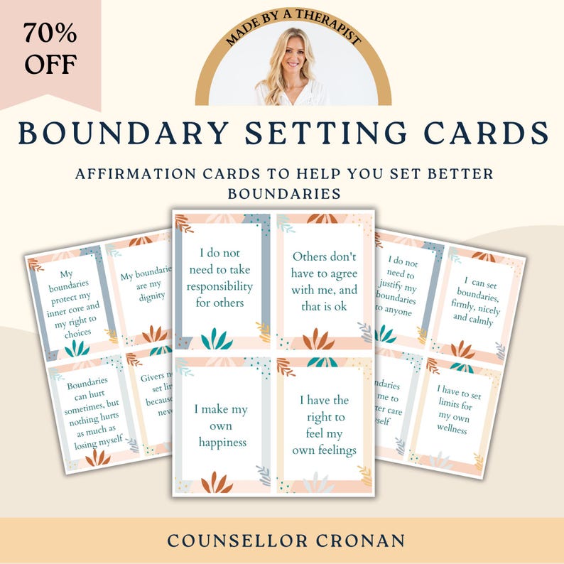 Boundary Setting Affirmation Cards, DBT Boundaries, Boundary, Therapy ...