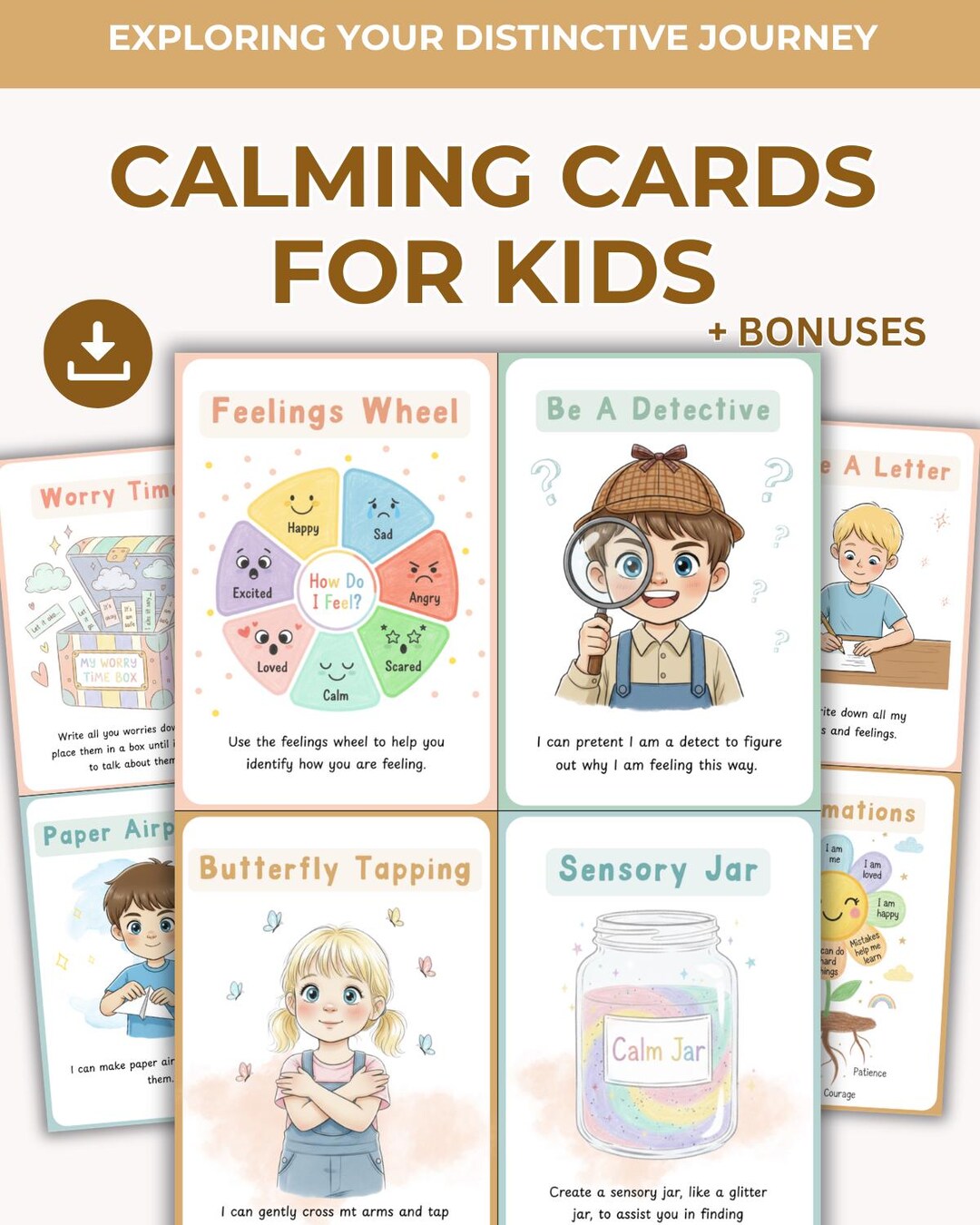 Self Regulation Coping Skill Cards for Kids - Calming Strategy and ...