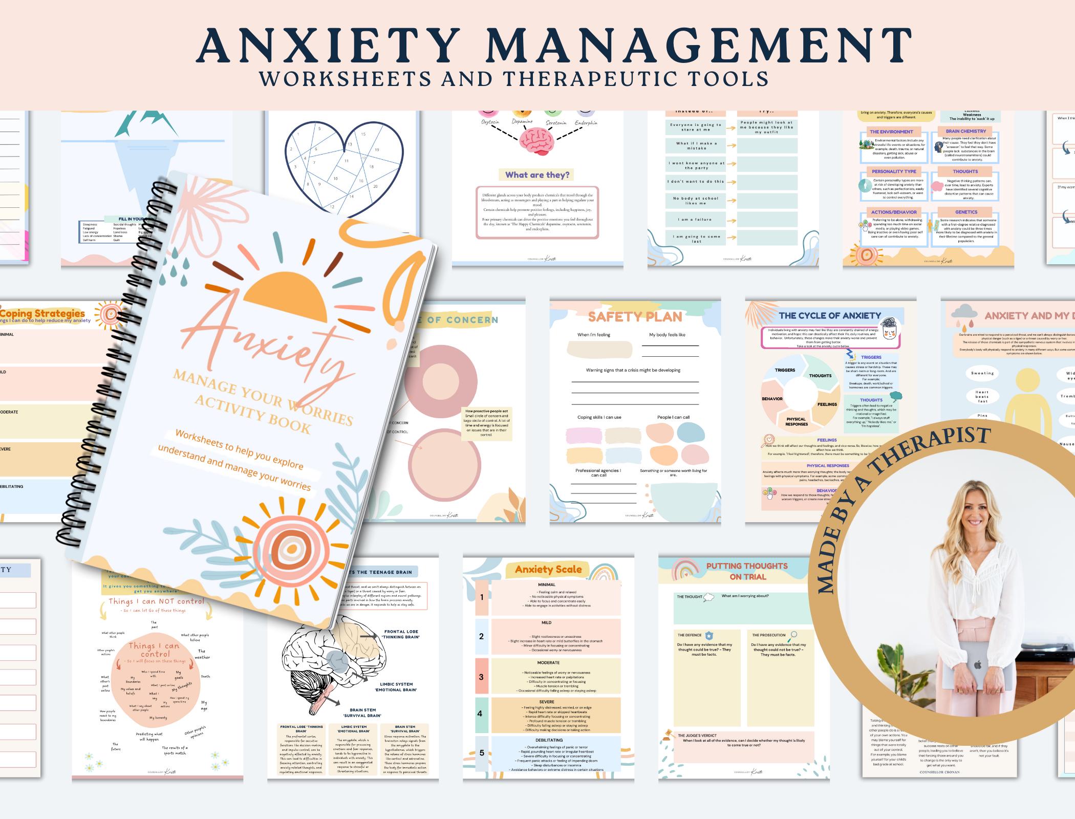 Anxiety Bundle, Anxiety Worksheets, Therapy Tools, Therapy Worksheets ...