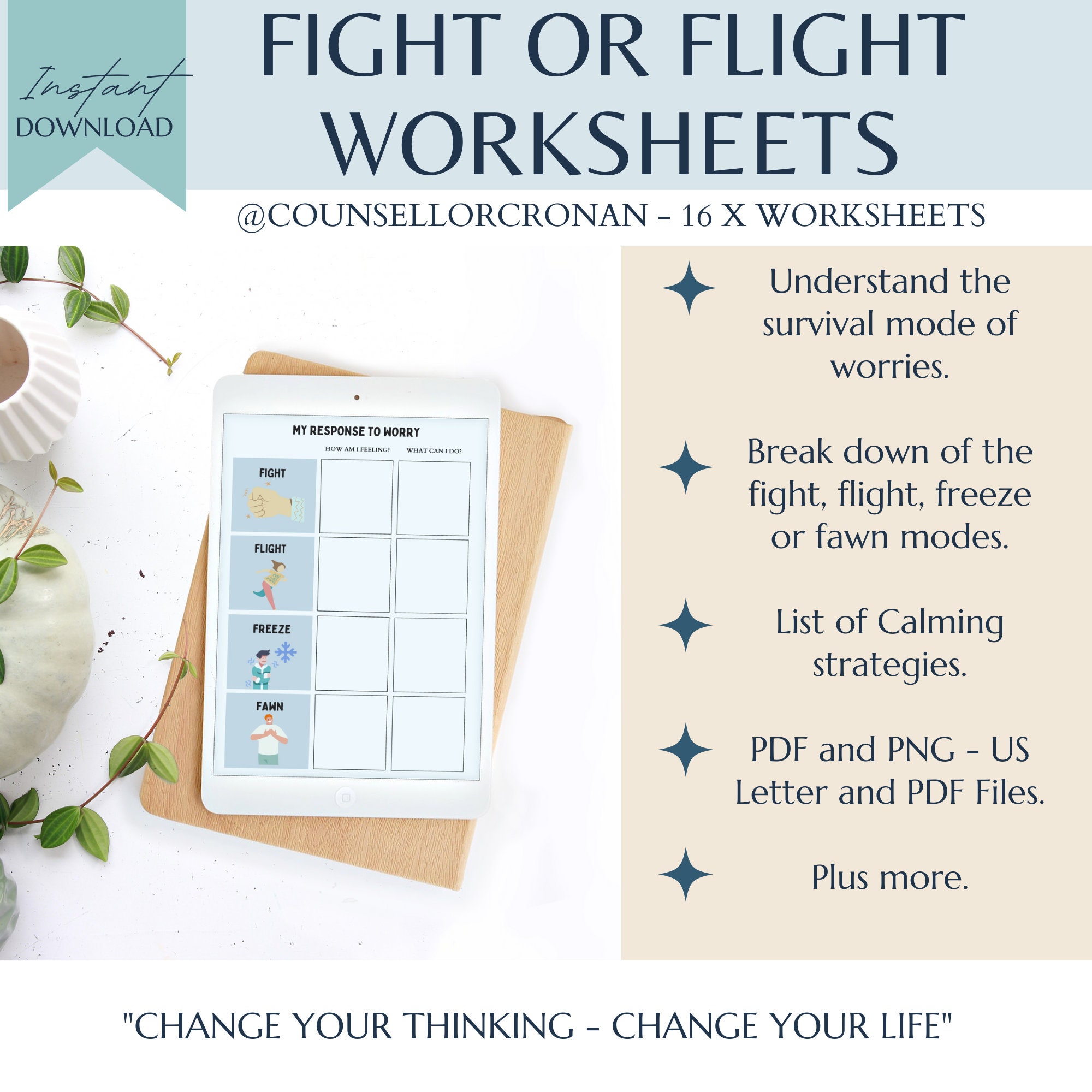 The Fight or Flight Response Workbook Therapy Worksheets - Etsy