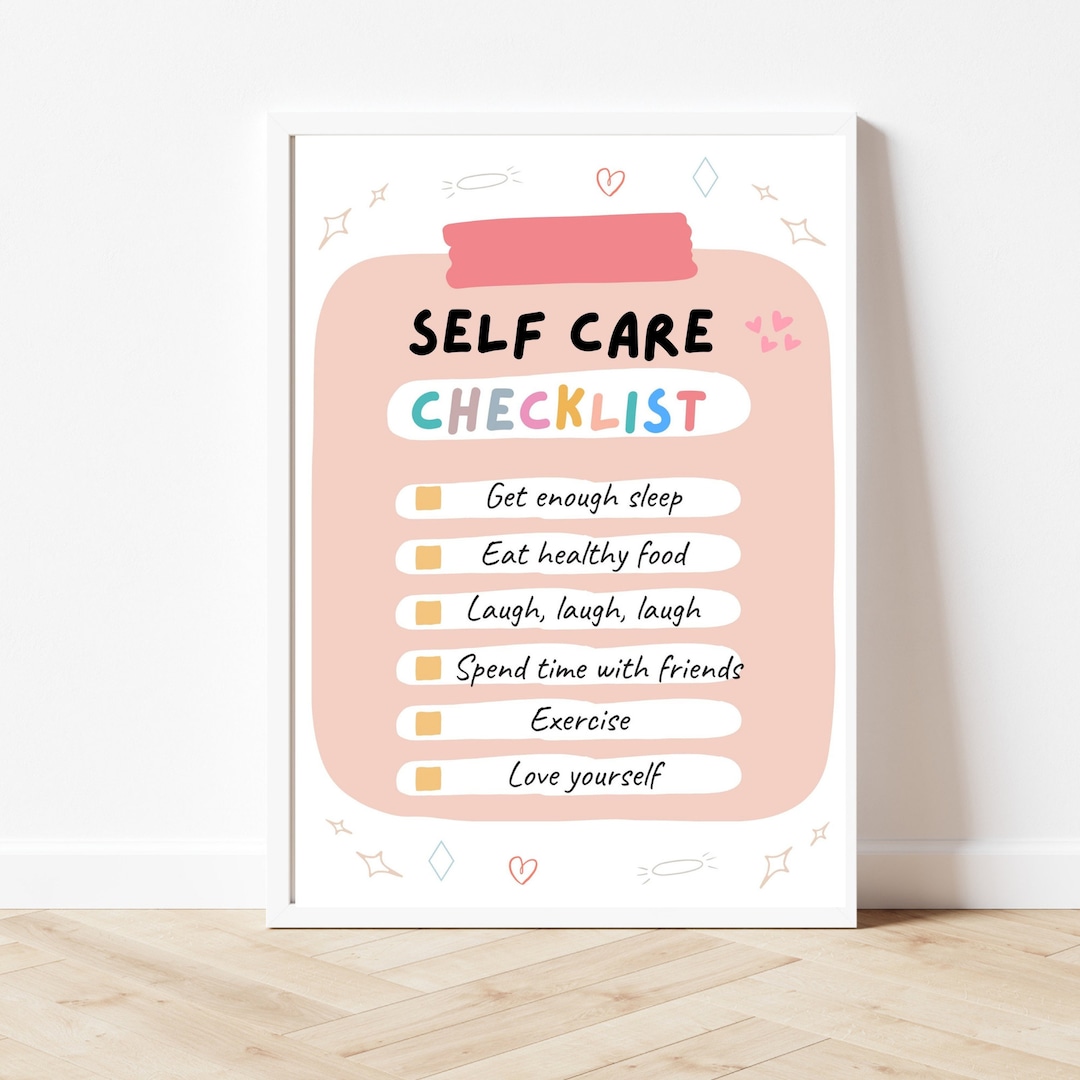 Self Care Checklist, Therapy Office Decor, DBT Poster, Self Love ...