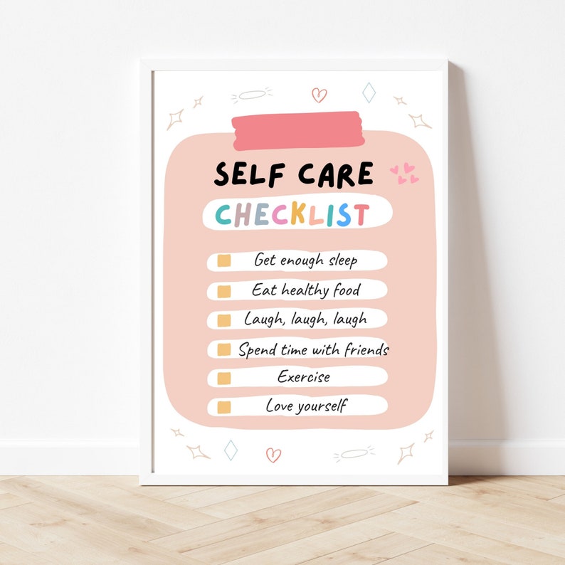 Self Care Checklist, Therapy Office Decor, DBT Poster, Self Love ...