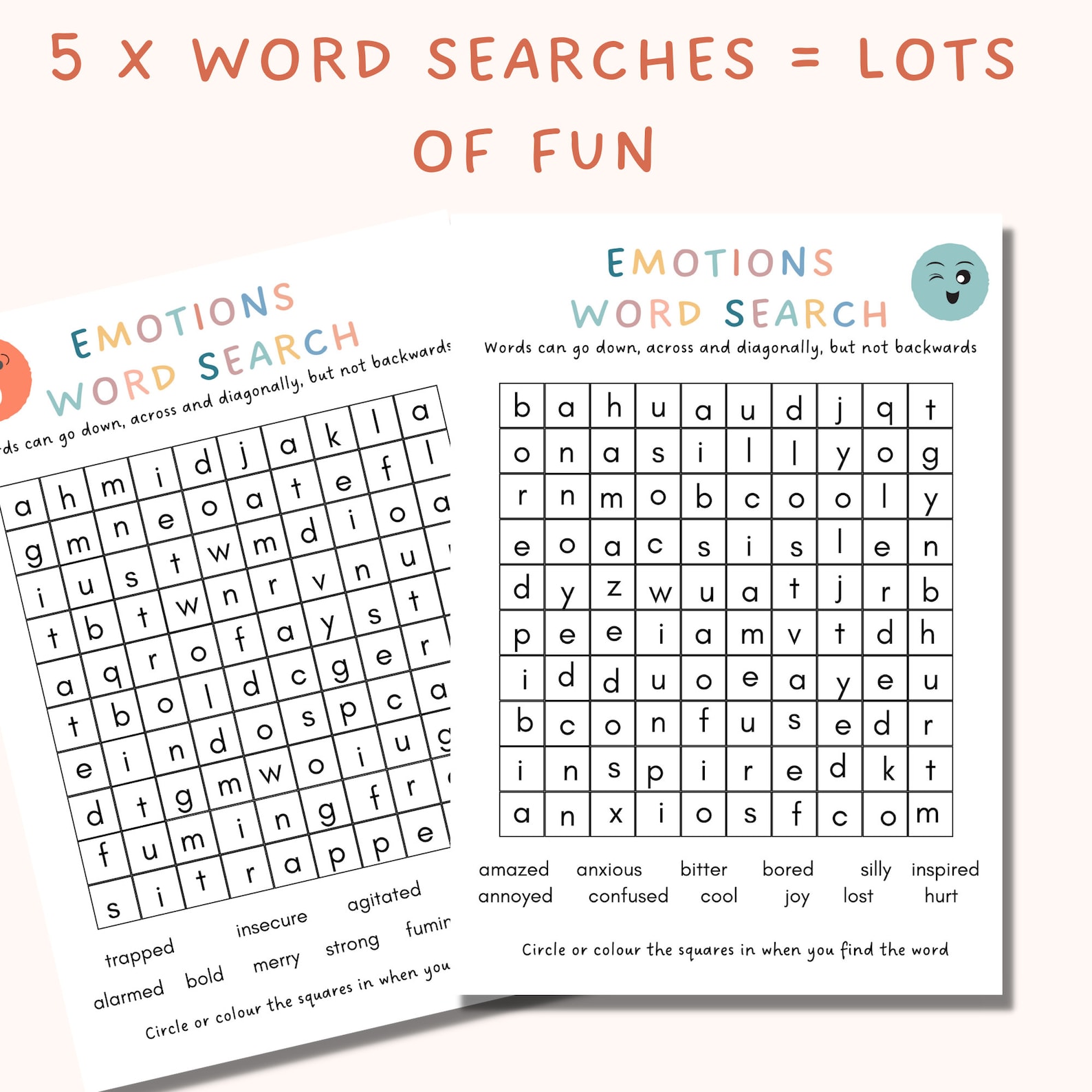 Feelings Word Search Worksheets Kids Feelings Calming Down - Etsy Canada