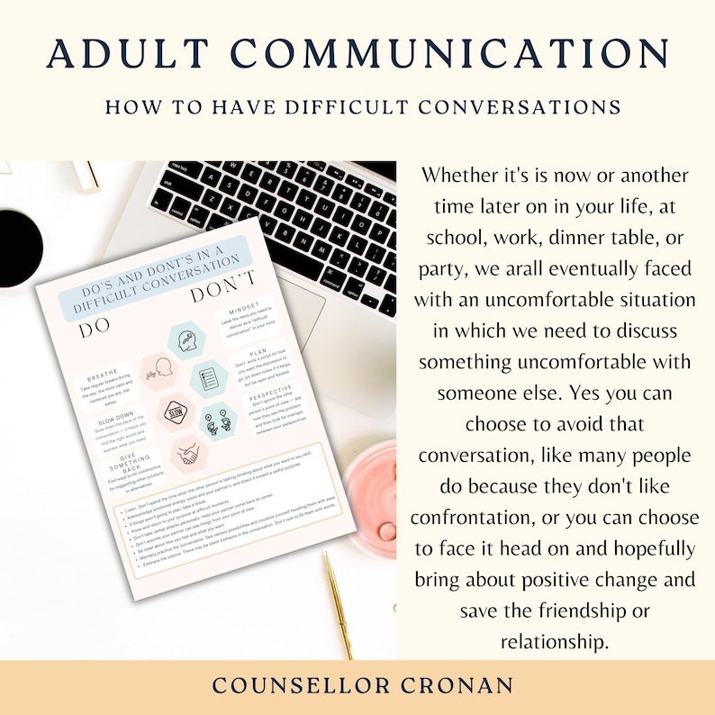 How to Have Difficult Conversations. Communication Workbook Planner, Conversation Skills ...