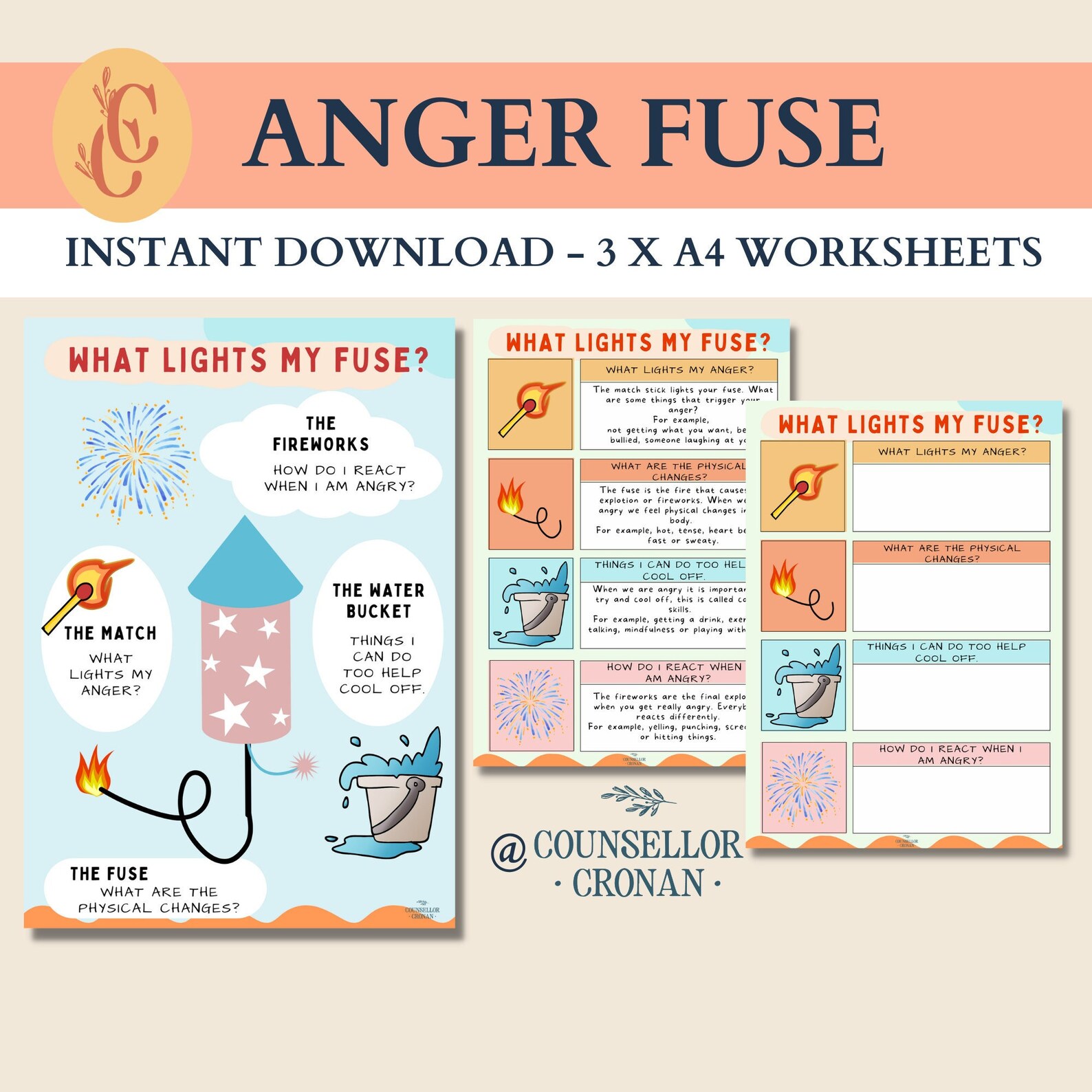 Anger Fuse Worksheets Anger Triggers Kids Feelings Teen - Etsy Australia