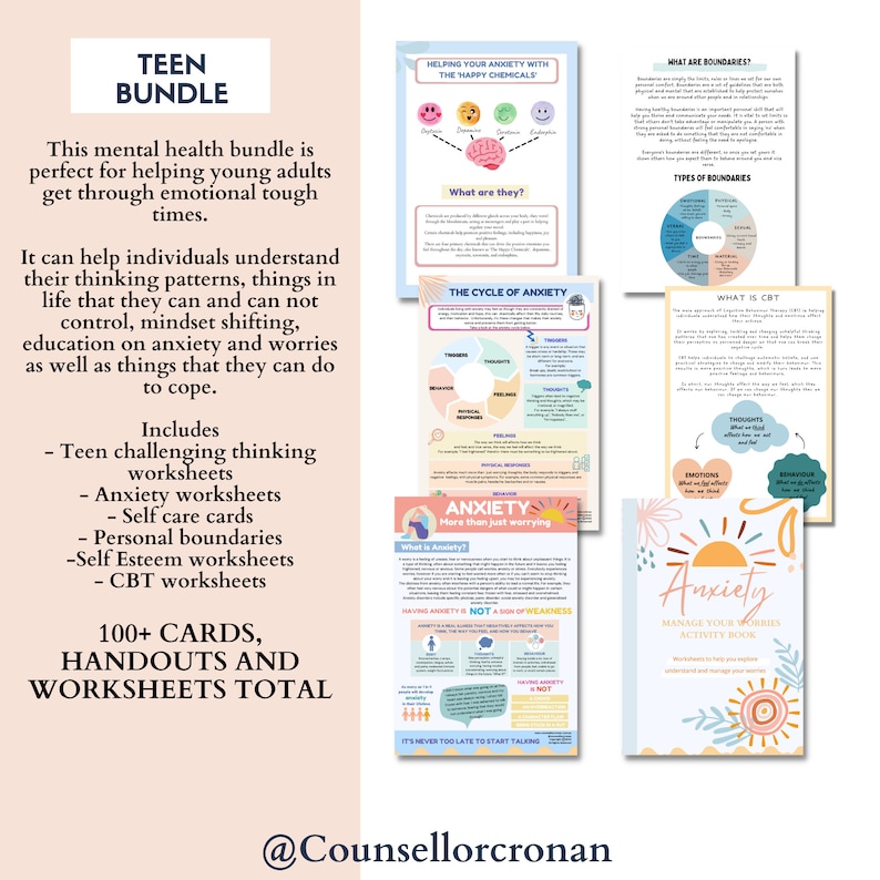 Teen Therapy Mega Worksheet Bundle Therapy Workbook - Etsy