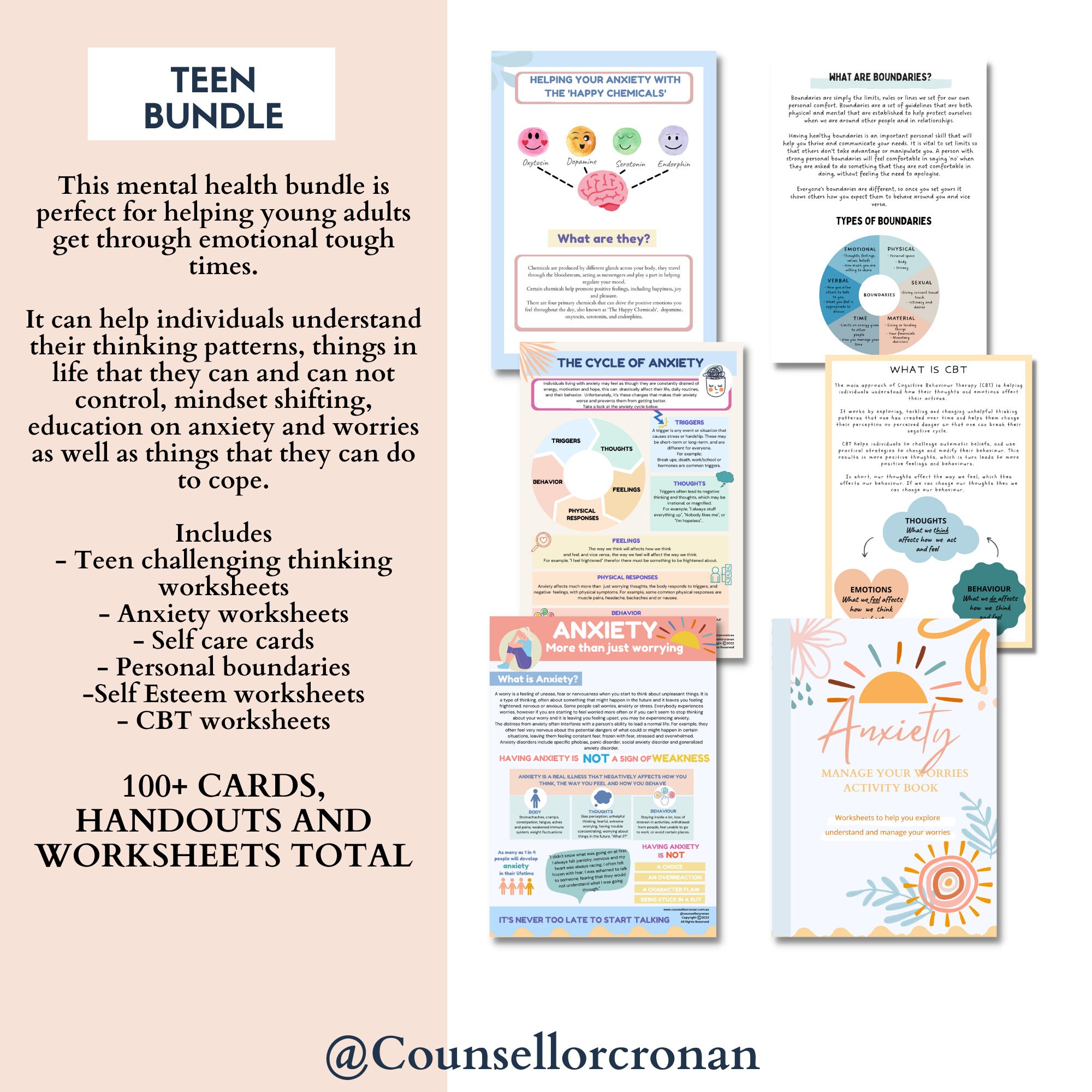 Teen Therapy Mega Worksheet Bundle Therapy Workbook - Etsy