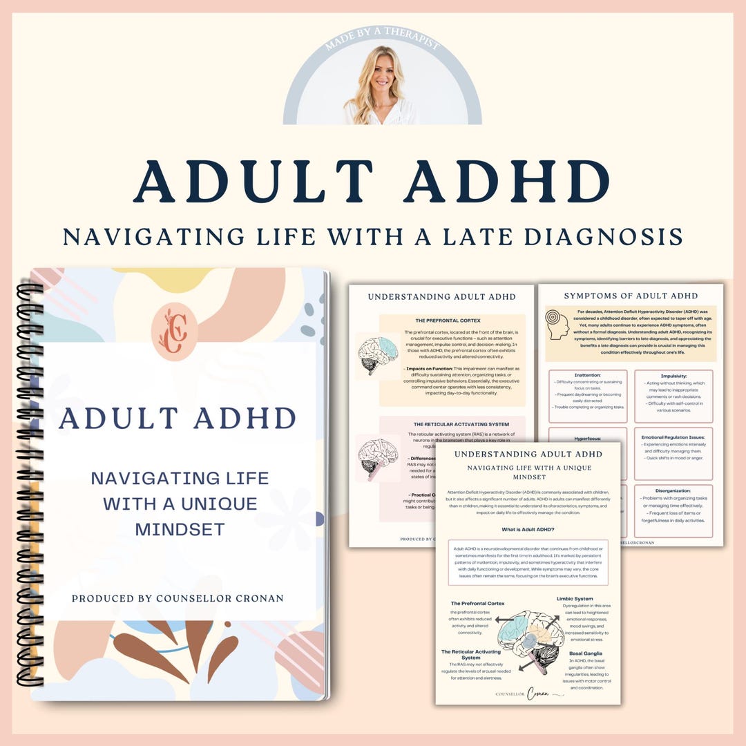 ADHD Therapy Workbook, Adhd Planner Adult, ADHD Late Diagnosis ...