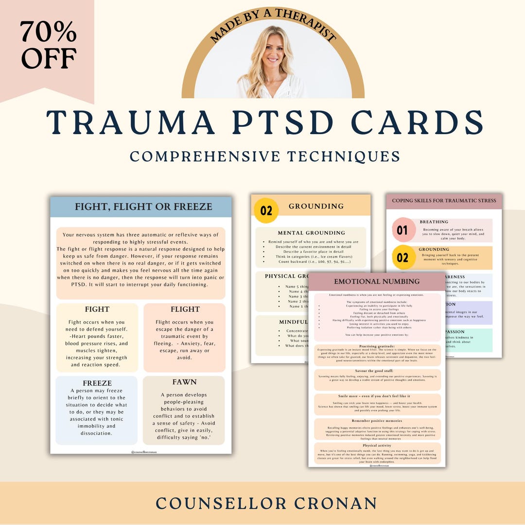 Trauma Therapy Cards, PTSD Coping Skills, Panic Attacks, Trauma ...