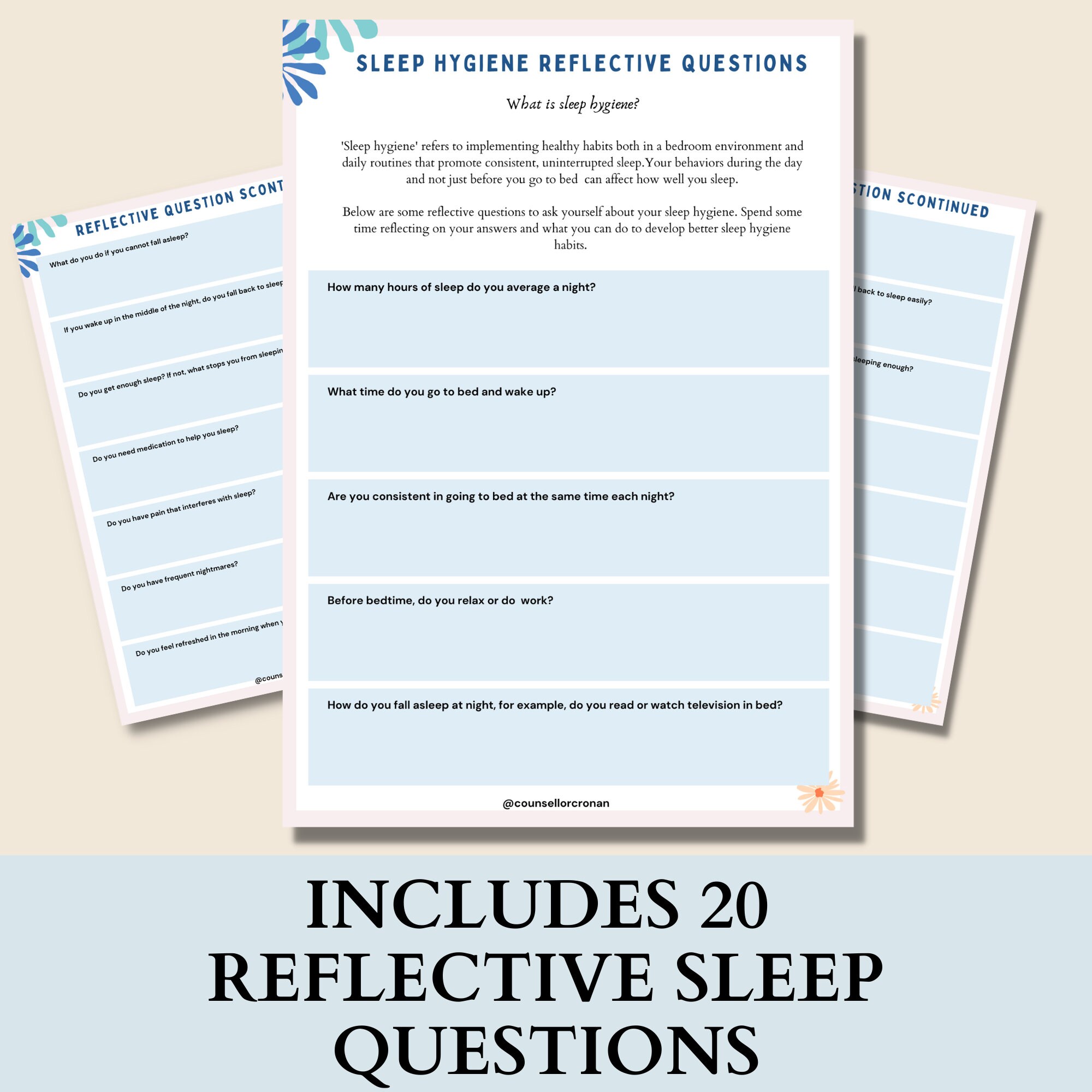 Sleep Hygiene Worksheets Sleep Journal Sleep Habits Sleep - Etsy Australia