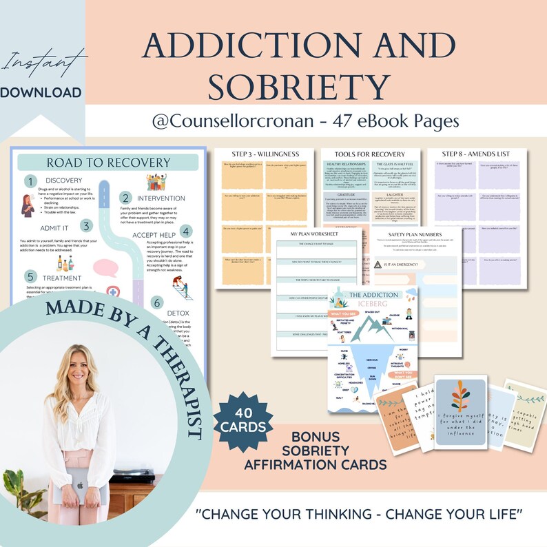 Sobriety and Addiction Worksheets Digital Download Addiction - Etsy