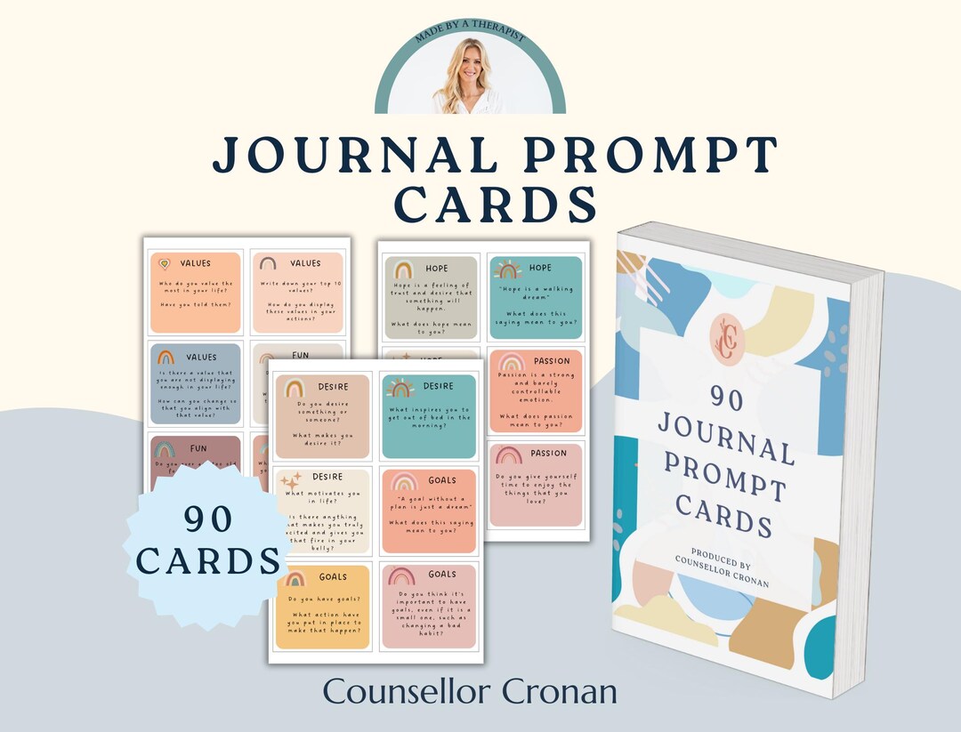 Journaling Prompt Cards, Affirmation Cards, Self Esteem Workbook ...