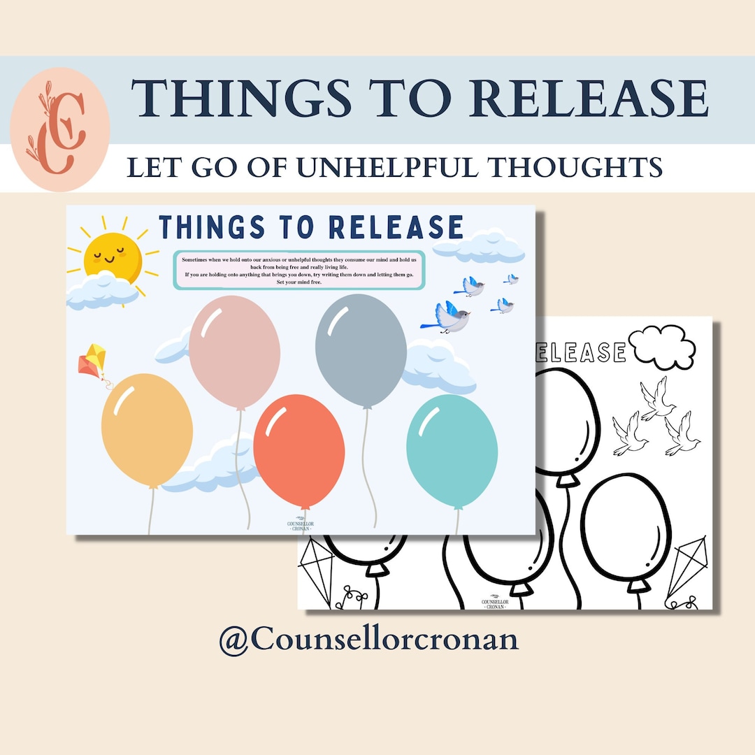 Things to Release Worksheet, Letting It Go Resource, Anxiety Workbook ...