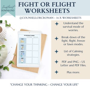 The Fight or Flight Response Workbook Therapy Worksheets - Etsy