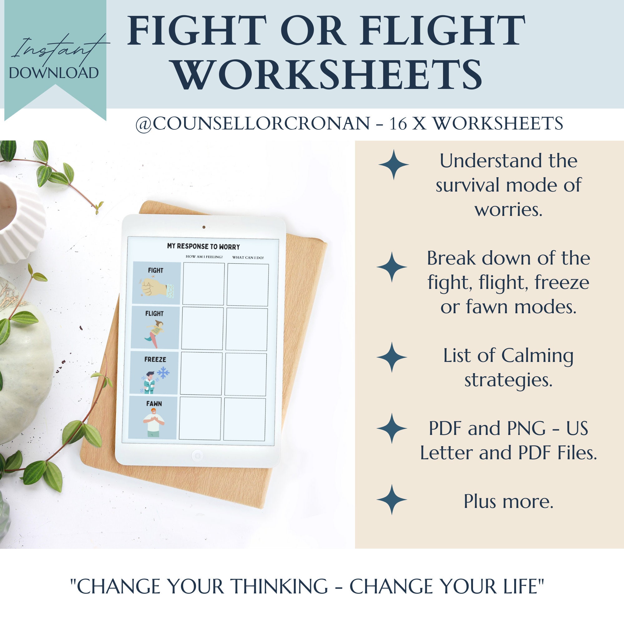 The Fight or Flight Response Workbook Therapy Worksheets - Etsy