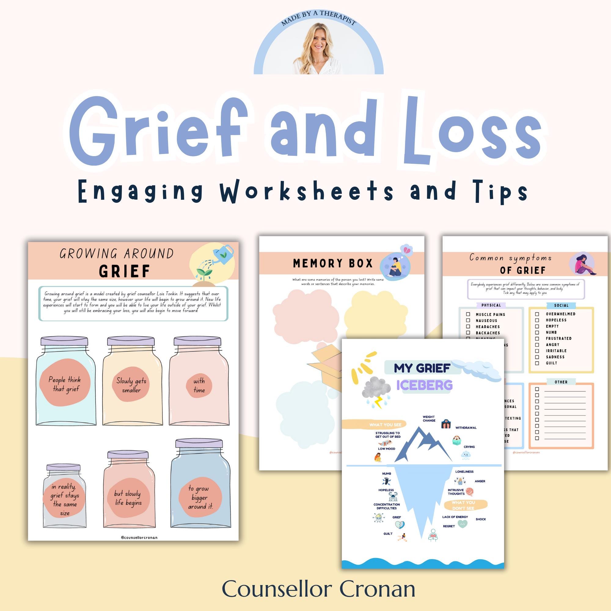 Kids Grief and Loss Worksheets, Therapy Workbook, Kids Therapy, Child ...