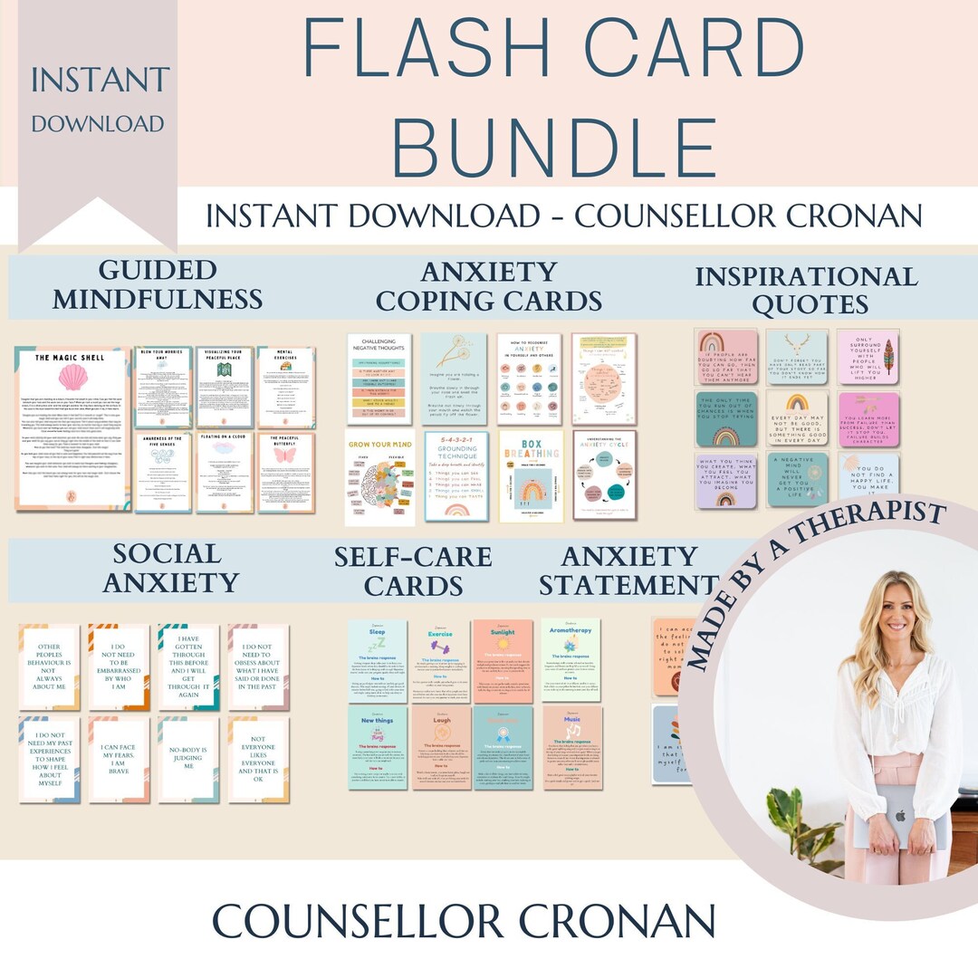 Flash Card Bundle 50% Off, Anxiety Coping Skill Cards, Guided ...