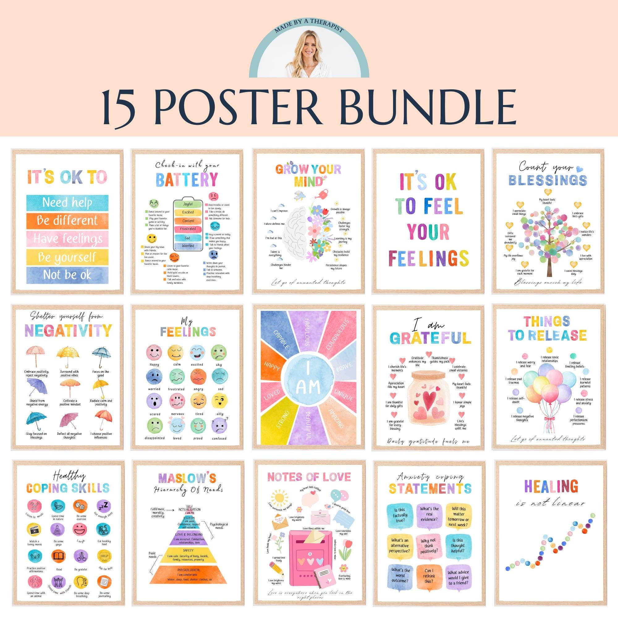 Watercolor Posters, Affirmations Poster, Self-love, Classroom Decor ...