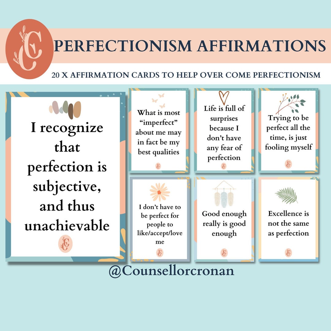 Perfectionism Affirmation Cards, Silence Your Inner Critic Self Esteem ...