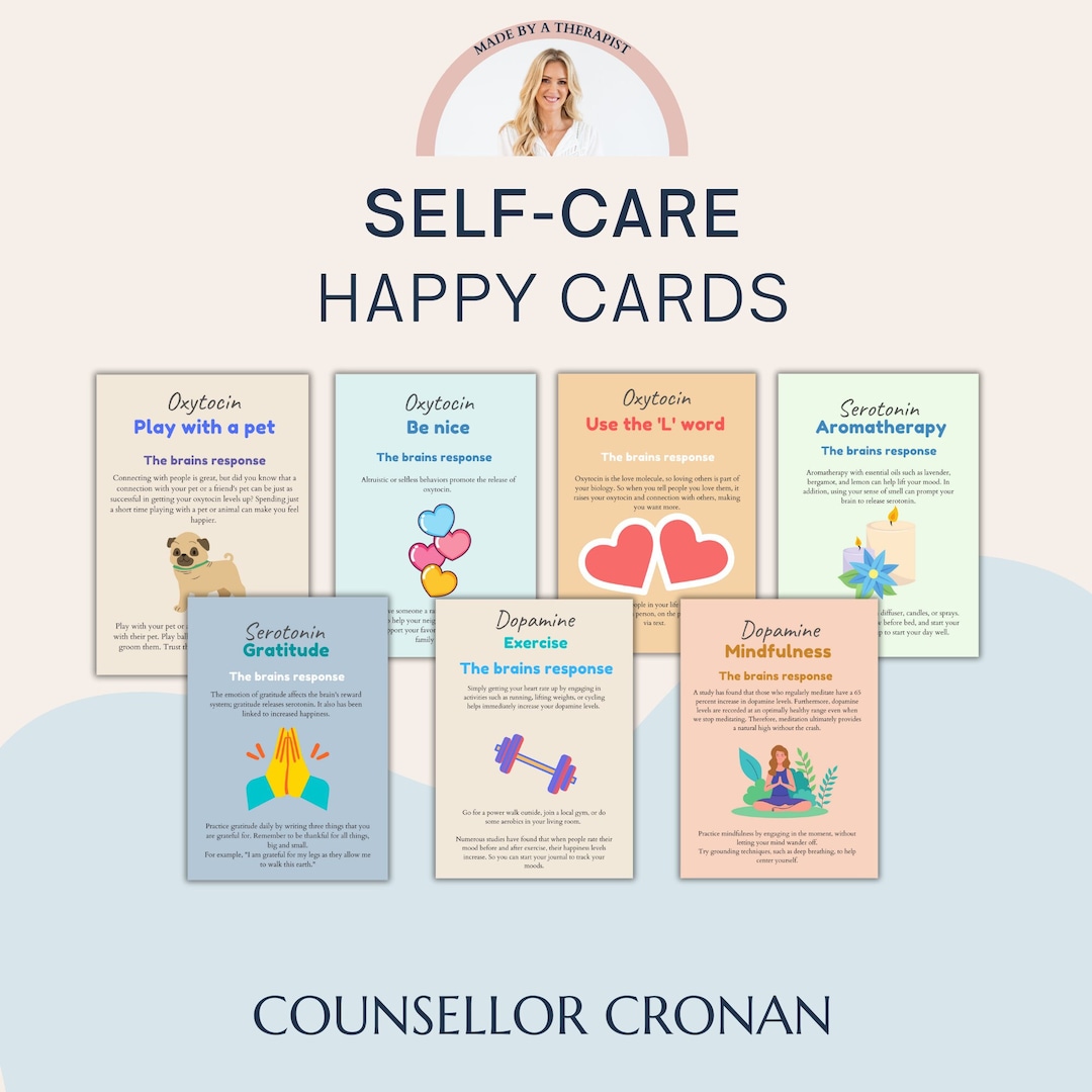 Self-care Flash Cards, Self Love, Therapy Office Decor, Therapy Office ...