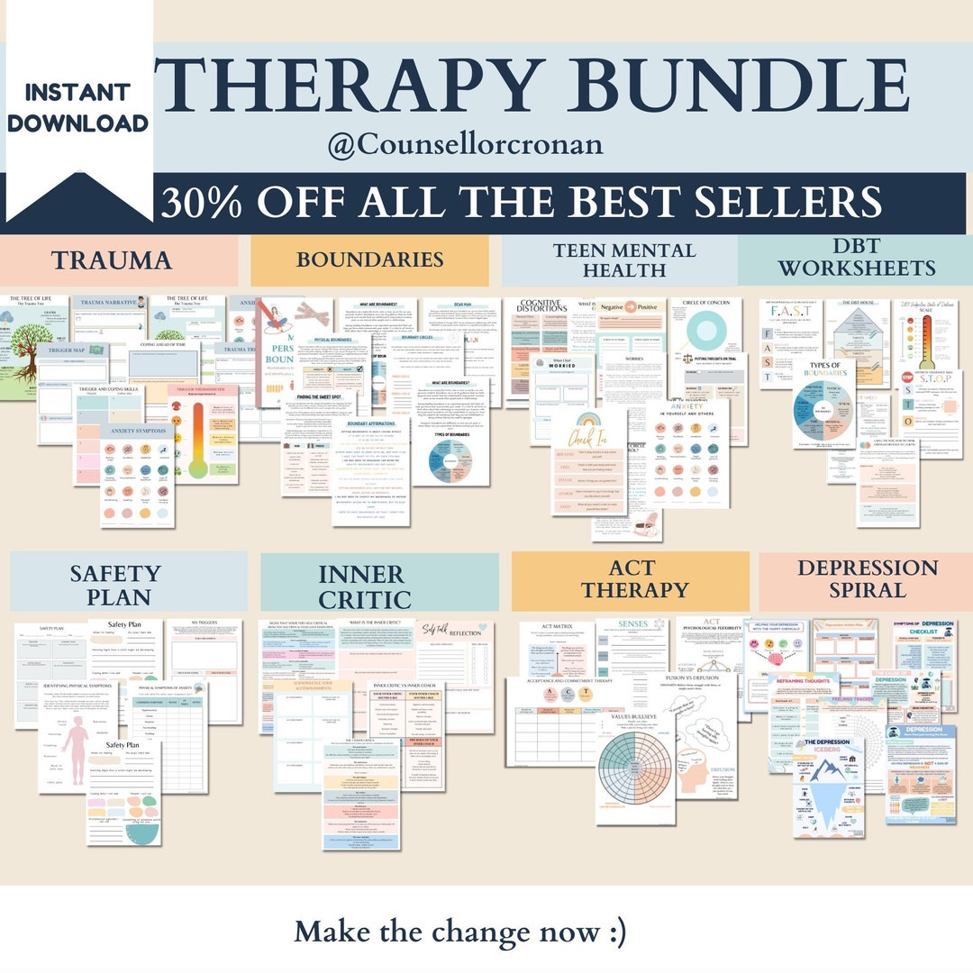 Therapy Worksheet Bundle Psychology Resources Inner Critic - Etsy