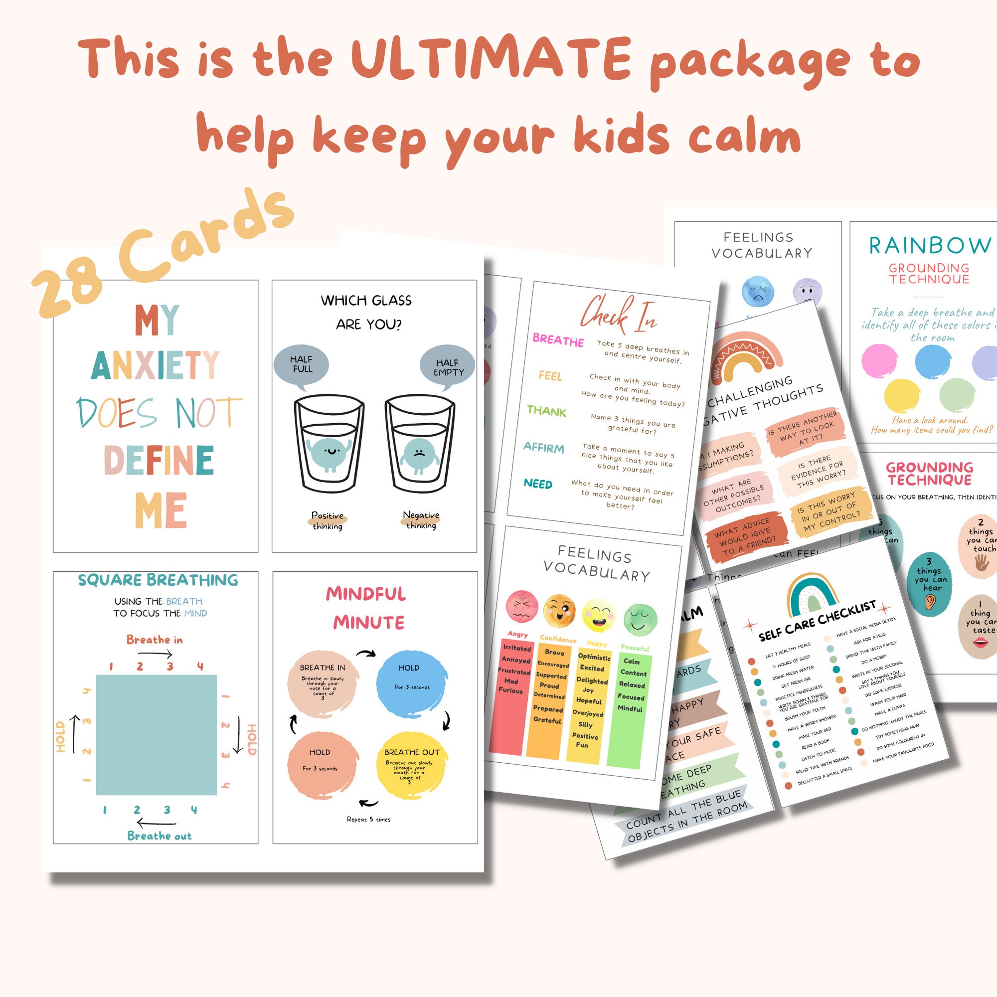 Kids Coping Skills Calm Cards Mindfulness Cards Grounding - Etsy