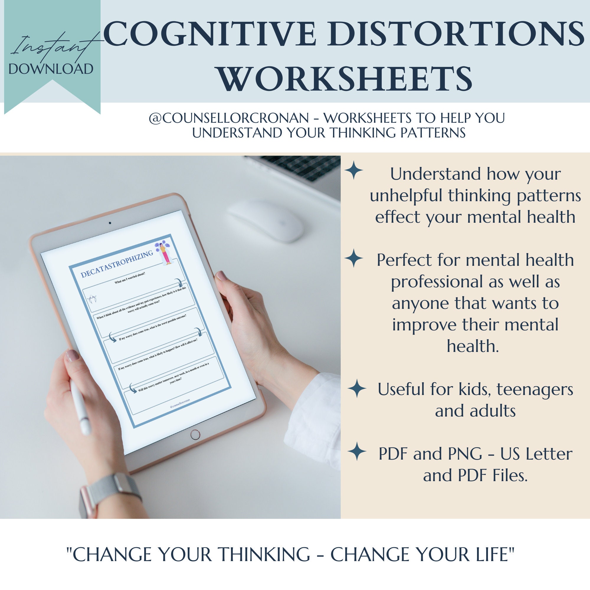 Cognitive Distortions Worksheets Challenge Unhelpful Thinking - Etsy