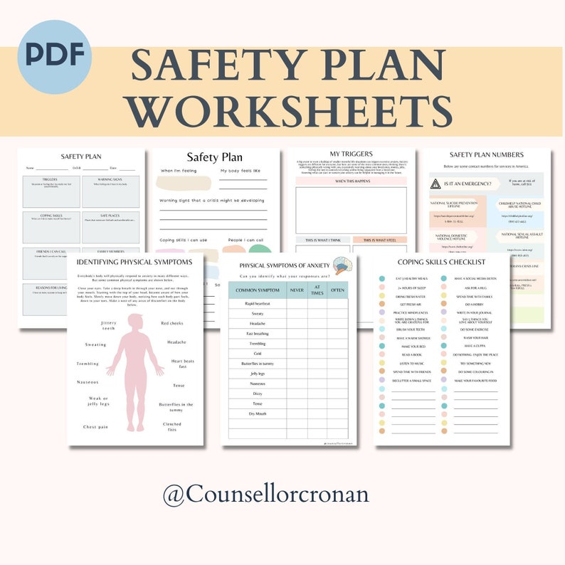 Safety Plan Worksheets Crisis Plan Workbook Suicide - Etsy