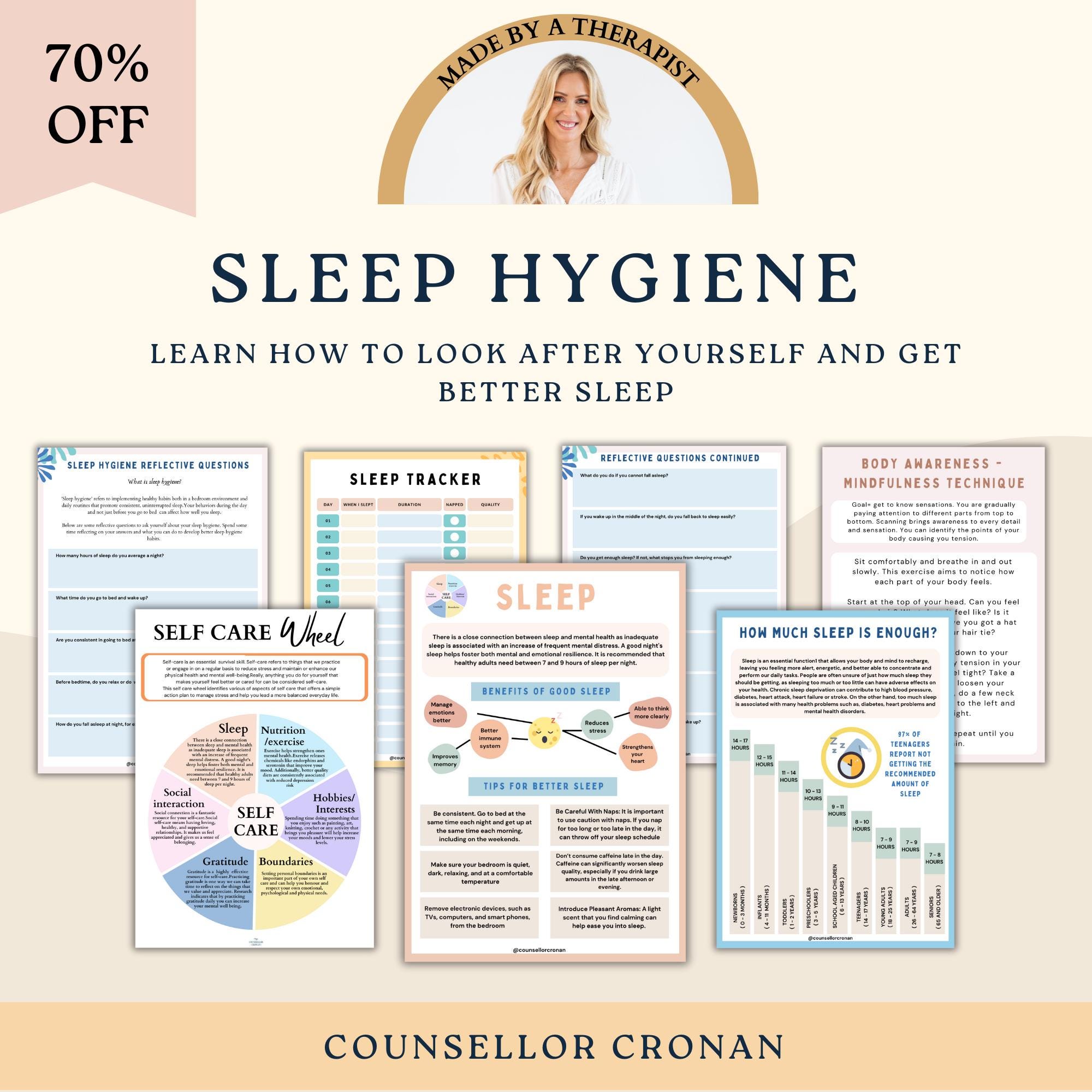 Sleep Hygiene Worksheets, Sleep Journal, Sleep Habits, Sleep Cycle ...