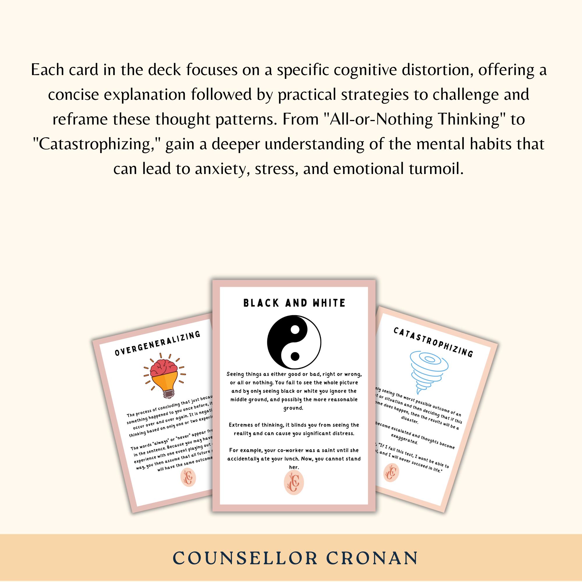 Unhelpful Thinking Cards, Cognitive Bias, Mindfulness Cards, Cognitive ...