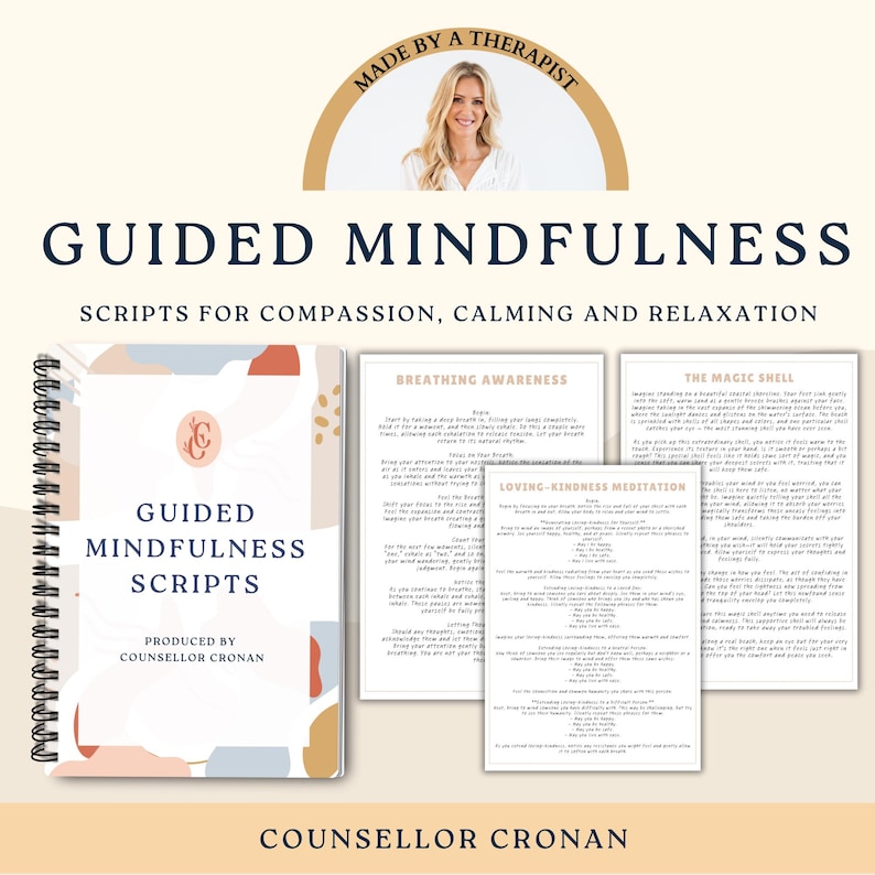 Guided Mindfulness Cards, Scripted Meditation Handouts, Therapy Office ...