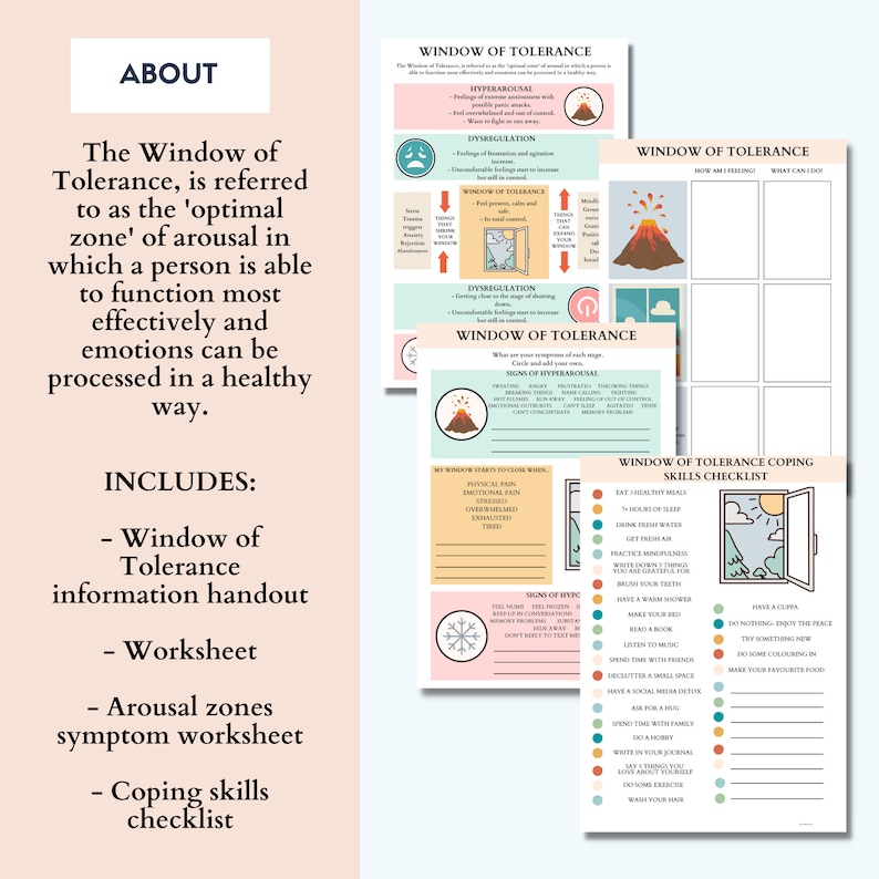 Window of Tolerance Worksheet Trauma Therapy DBT Therapy - Etsy Singapore