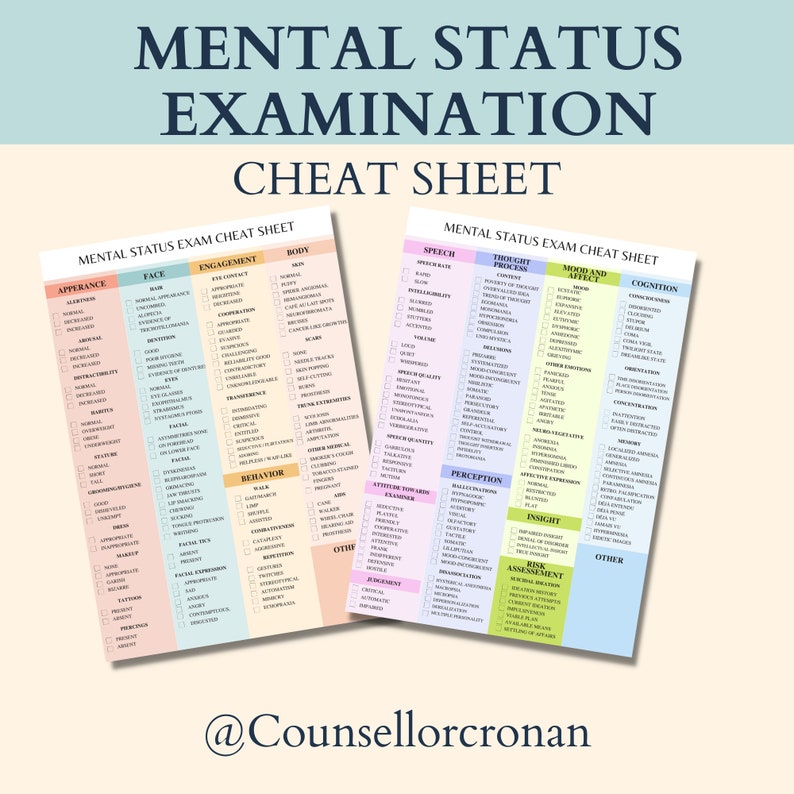Therapy Form Bundle Mental Status Cheat Sheet Family - Etsy
