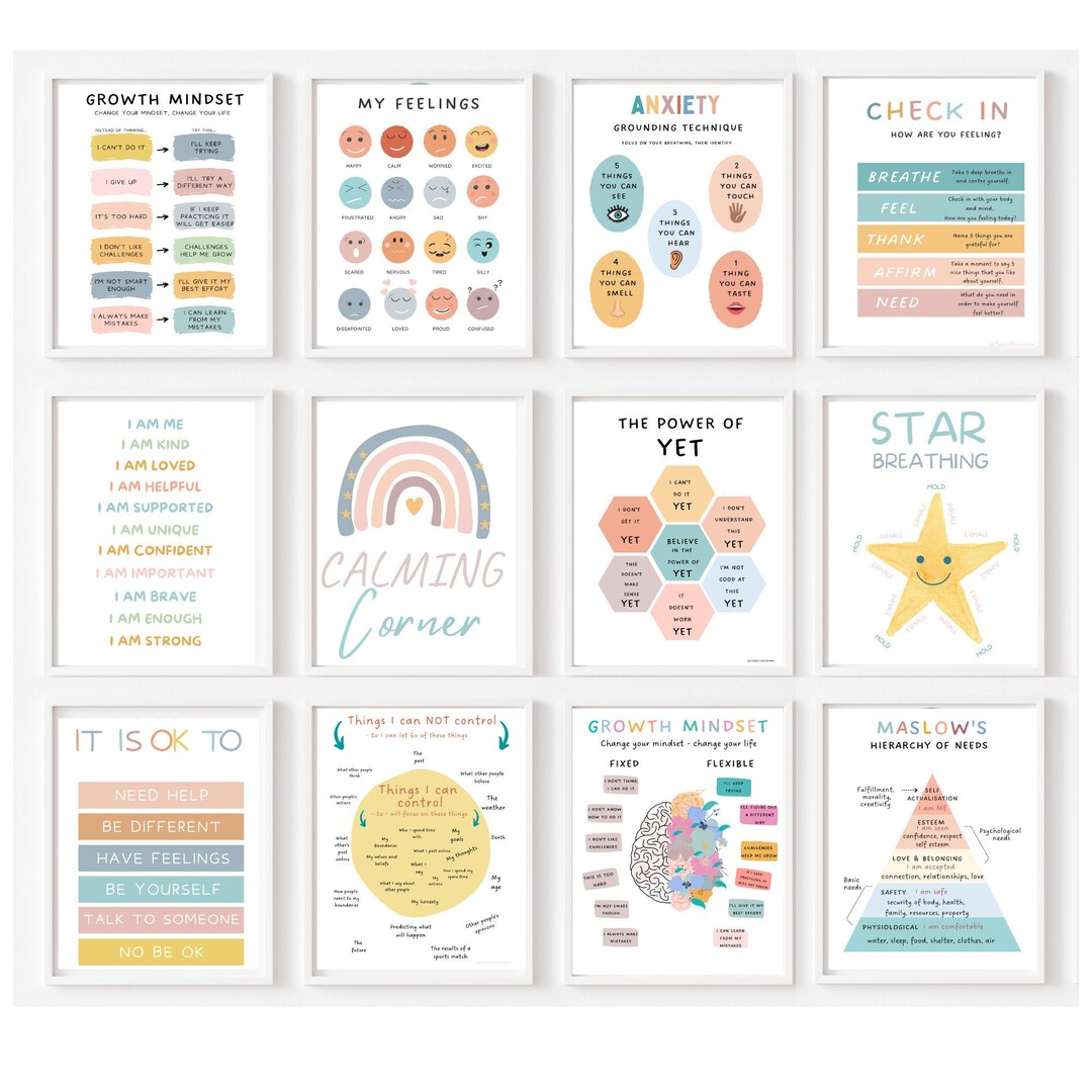 Set of 12 Counseling Posters Therapy Office Decor - Etsy