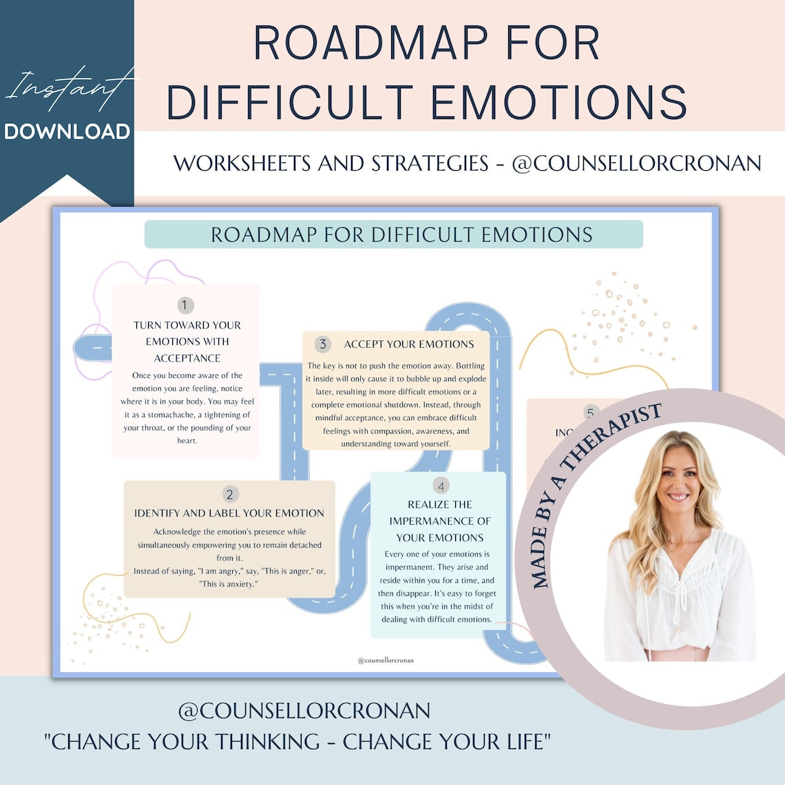 Roadmap for Managing Emotions Worksheet Therapy Tools - Etsy Australia