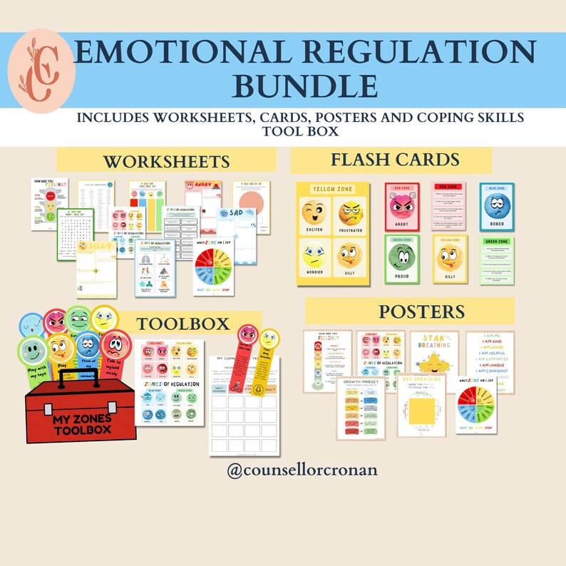 Self Regulation Mega Bundle Worksheets Cards Coping Skills - Etsy