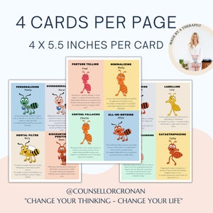ANTS Automatic Negative Thinking Cards. Thinking Errors Cbt - Etsy UK