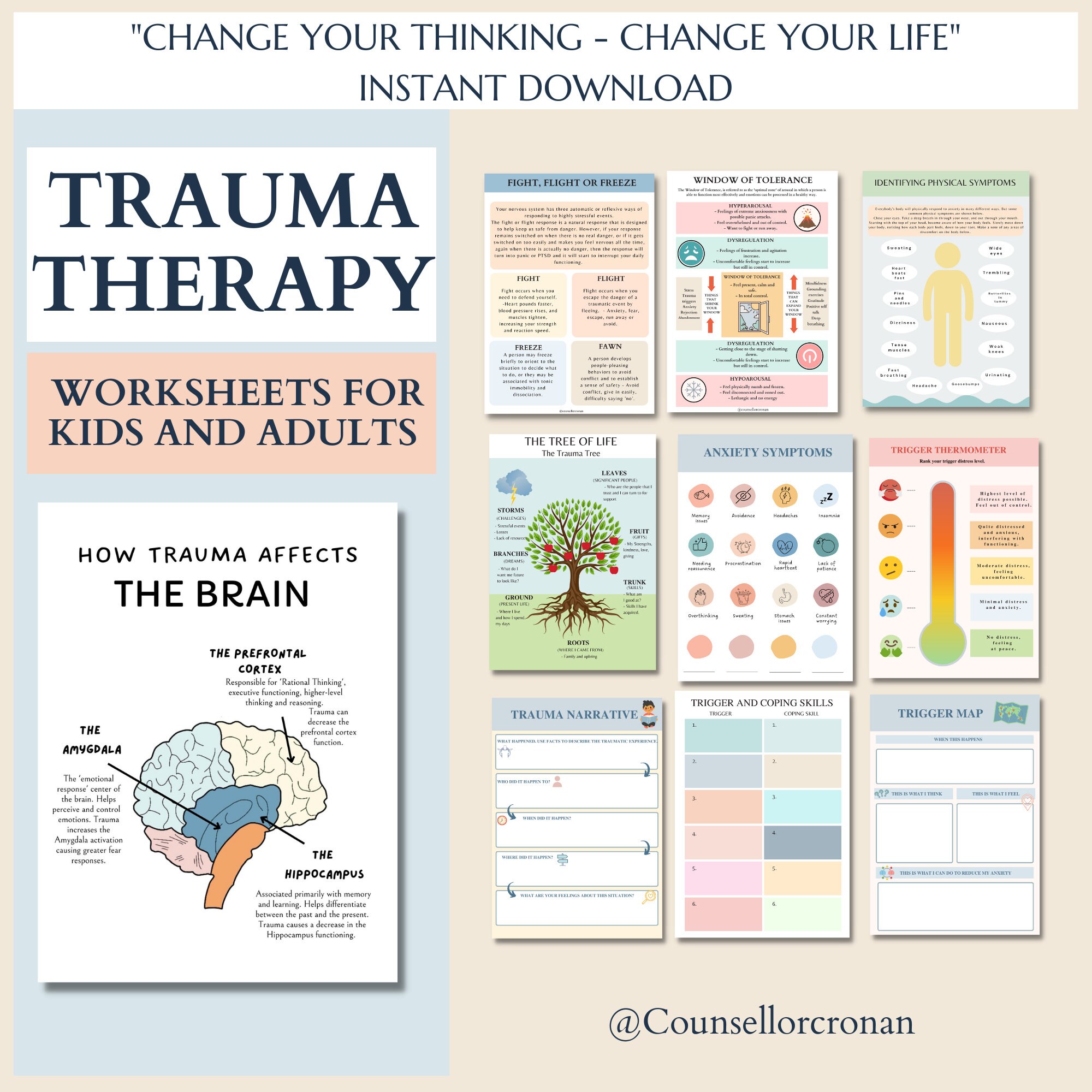 Therapy Worksheet Bundle Psychology Resources Inner Critic - Etsy