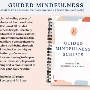 Guided Mindfulness Cards, Scripted Meditation Handouts, Therapy Office ...