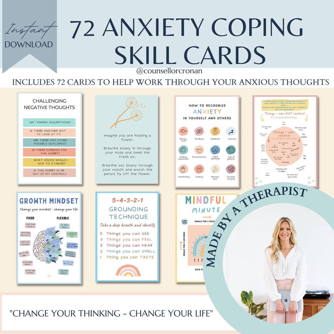 Anxiety Coping Cards Coping Skills Social Emotional - Etsy